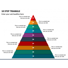 10 Step Triangle PowerPoint Template - PPT Slides