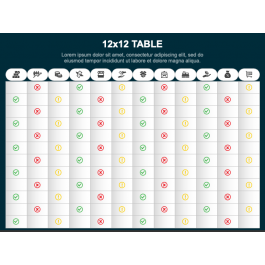12x12 Table for PowerPoint and Google Slides - PPT Slides