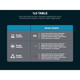 1x3 Table for PowerPoint and Google Slides - PPT Slides