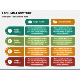 2 Column 4 Row Table for PowerPoint and Google Slides - PPT Slides