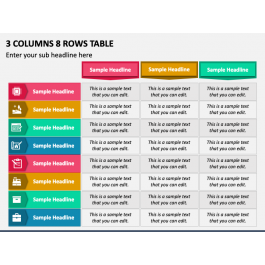 3 Columns 8 Rows Table for PowerPoint and Google Slides - PPT Slides