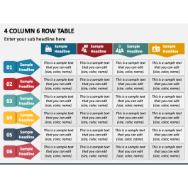 4 Column 6 Row Table for PowerPoint and Google Slides - PPT Slides