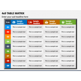 4x9 Table Matrix for PowerPoint and Google Slides - PPT Slides