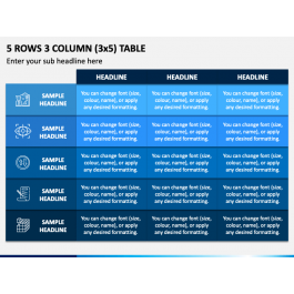 5 Rows 3 Column (3x5) Table PowerPoint Template - PPT Slides