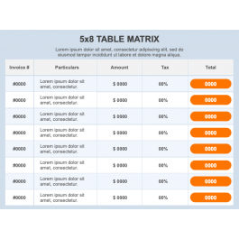 5x8 Table Matrix for PowerPoint and Google Slides - PPT Slides