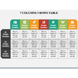 7 Columns 3 Rows Table for PowerPoint and Google Slides - PPT Slides