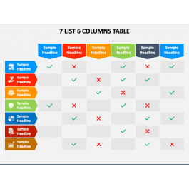 7 List 6 Columns Table for PowerPoint and Google Slides - PPT Slides