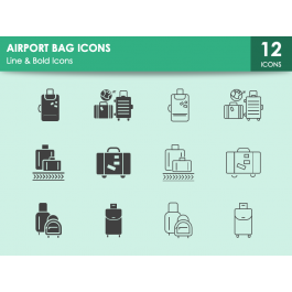 Airport Bag Icons for PowerPoint and Google Slides - PPT Slides