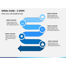Spiral Flow - 5 Steps PowerPoint Slide