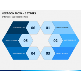 Hexagon Flow - 6 Stages PowerPoint Slide