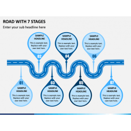 Road with 7 Stages PowerPoint Slide