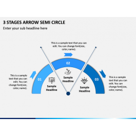 PowerPoint 3 Stages Arrow Semi Circle