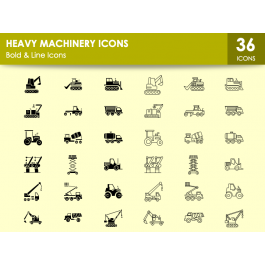 Heavy Machinery Icons for PowerPoint and Google Slides