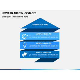 Upward Arrow - 3 Stages PowerPoint Slide