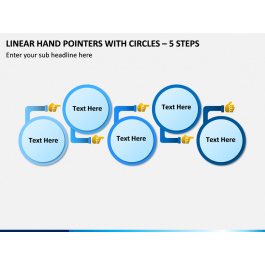 Linear Hand Pointers with Circles - 5 Steps PowerPoint Slide