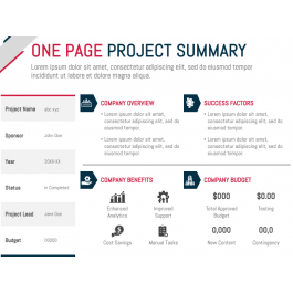 One Page Project Summary PowerPoint Template and Google Slides Theme