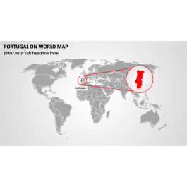 Portugal on World Map for PowerPoint and Google Slides - PPT Slides