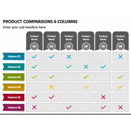 Product Comparisons - 6 Columns PowerPoint Template - PPT Slides