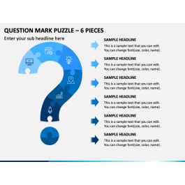 Question Mark Puzzle - 6 Pieces PowerPoint Template - PPT Slides
