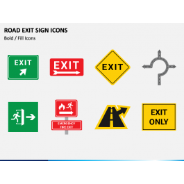 Road Exit Sign Icons for PowerPoint and Google Slides - PPT Slides