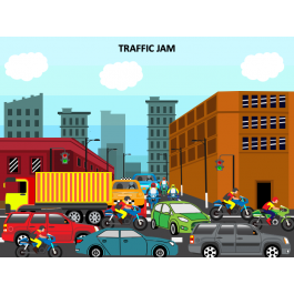 Traffic Jam Ilustration for PowerPoint and Google Slides - PPT Slides