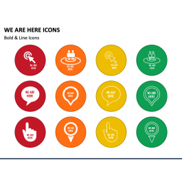 We are Here Icons for PowerPoint and Google Slides - PPT Slides
