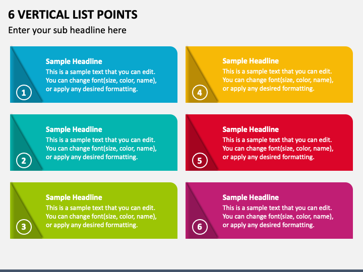 6 Vertical List Points PowerPoint Presentation Slides - PPT Template