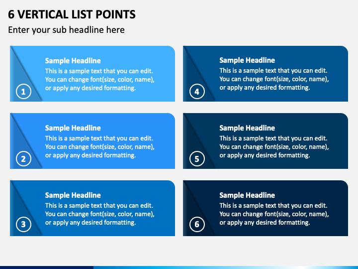 6 Vertical List Points PowerPoint Presentation Slides - PPT Template