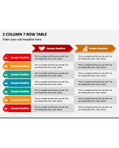 2 Columns 7 Rows Table for PowerPoint and Google Slides