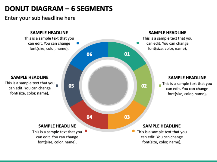 Donut Diagram - 6 Segments PowerPoint Template - PPT Slides