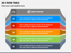 3D 5 Row Table for PowerPoint and Google Slides - PPT Slides