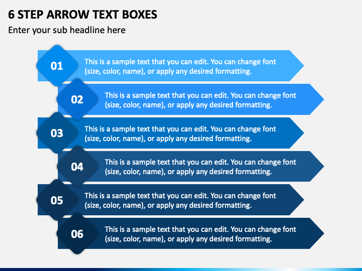 6 Step Arrow Text Boxes PowerPoint and Google Slides Template - PPT Slides