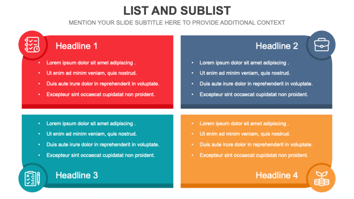 List and Sublist PowerPoint and Google Slides Template - PPT Slides