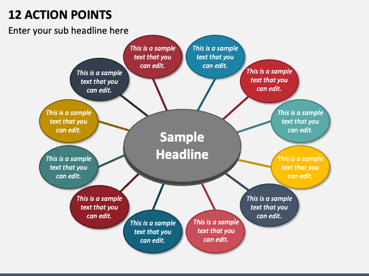 12 Action Points PowerPoint Template and Google Slides Theme