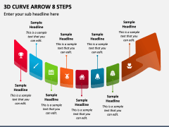 3D Curve Arrow 8 Steps for PowerPoint and Google Slides - PPT Slides