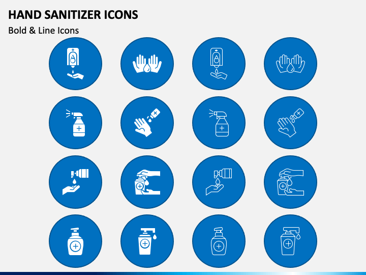 Hand Sanitizer Icons for PowerPoint and Google Slides - PPT Slides