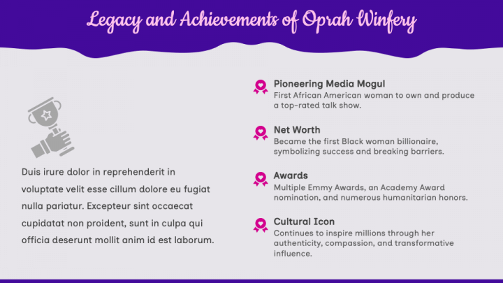 Free - Oprah Winfrey PowerPoint and Google Slides Template - PPT Slides