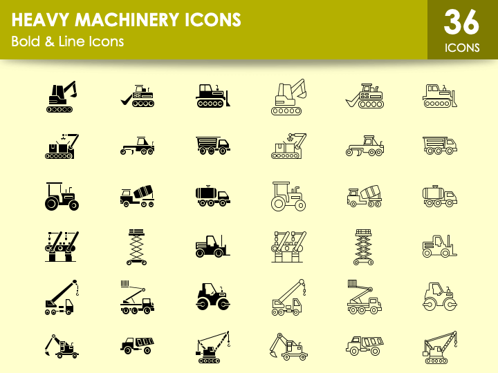 Heavy Machinery Icons for PowerPoint and Google Slides