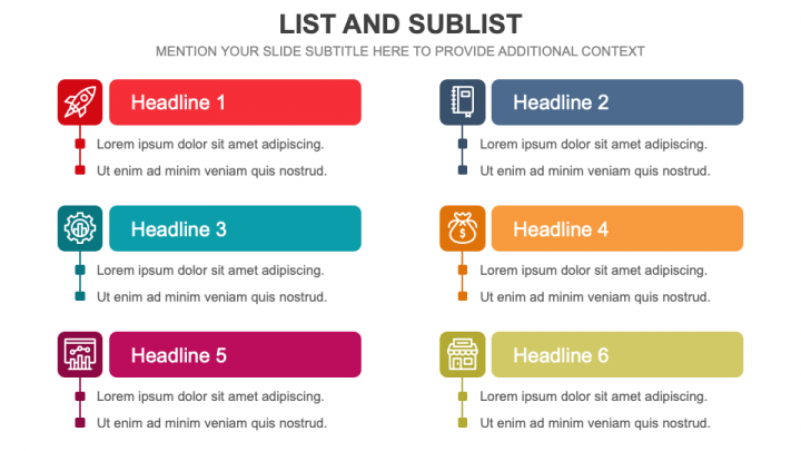 List and Sublist PowerPoint and Google Slides Template - PPT Slides