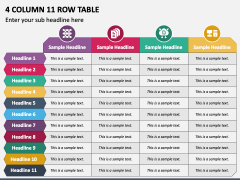 4 Column 11 Row Table for PowerPoint and Google Slides - PPT Slides