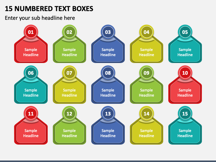 15 Numbered Text Boxes PowerPoint Template and Google Slides Theme