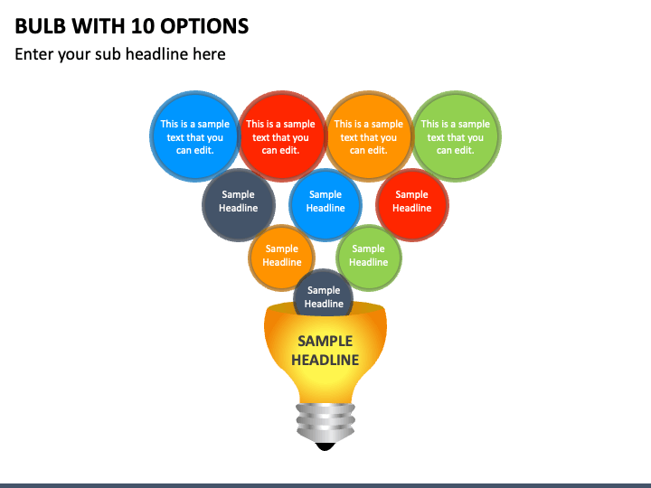 Bulb with Ten Options PowerPoint Template and Google Slides Theme