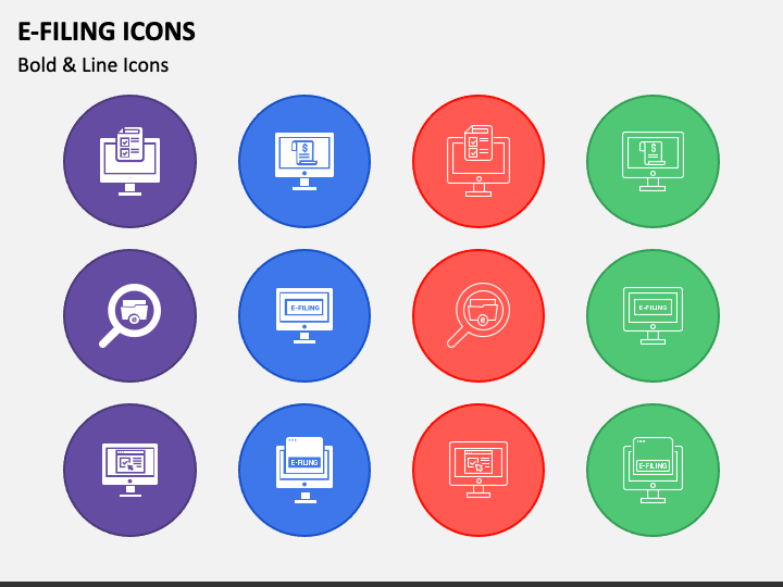 E-Filing Icons for PowerPoint and Google Slides - PPT Slides