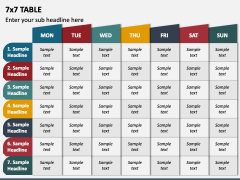 7x7 Table for PowerPoint and Google Slides - PPT Slides