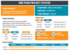 One Page Project Status Presentation for PowerPoint and Google Slides ...