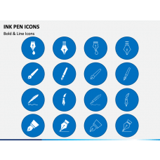 Pen Icons PowerPoint Template - PPT Slides