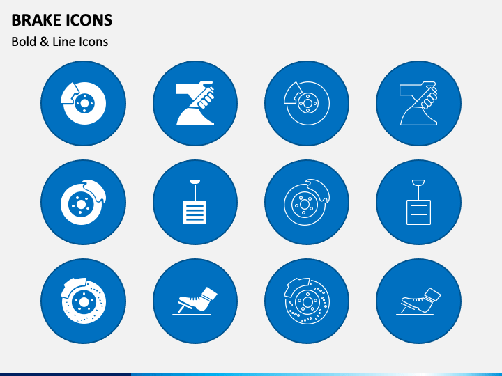 Brake Icons for PowerPoint and Google Slides - PPT Slides