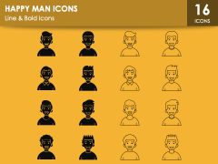 Happy Man Icons for PowerPoint and Google Slides - PPT Slides