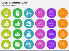 Court Elements Icons for PowerPoint and Google Slides - PPT Slides