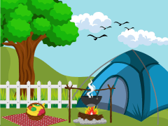 Camping Illustration for PowerPoint and Google Slides - PPT Slides